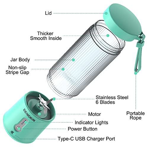 Portable Blender, Personal Size Blender for Smoothies and Shakes,USB Rechargeable Mini Blender Fresh Juicer Cup with Stronger Motor Household Fruit Mixer for Kitchen,Home,Travelā¦