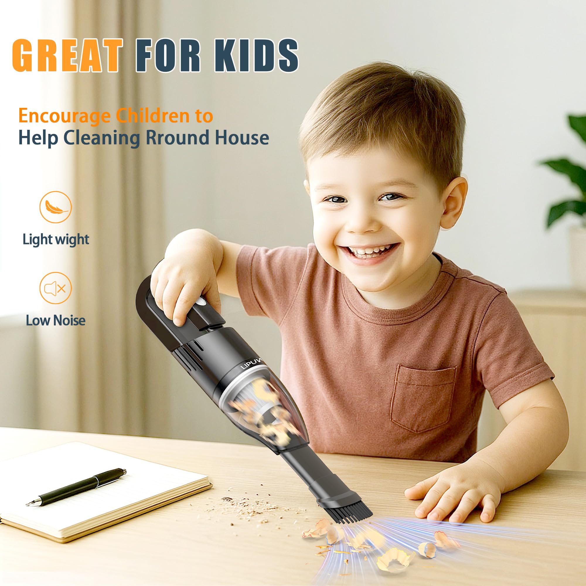 LIPUWS Mini Protable Car Vacuum Cordless,Handheld Vacuum for Quick Cleaning, Hand held vacuuming, Dust Buster Cordless Rechargeable for Car Home and Office