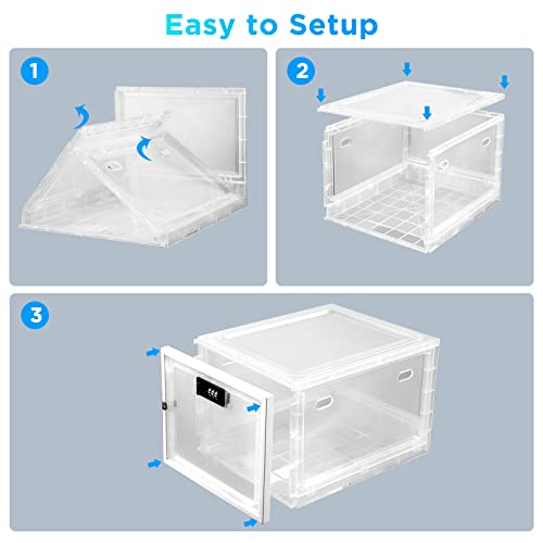 Lockable Storage Box, Medication Lock Box for Food, Medication, Phone Safety, Transparent Locking Medicine Box Container for Kitchen, Home, Office, 11.9 * 9.3 * 7.6inches Clear Storage Bin