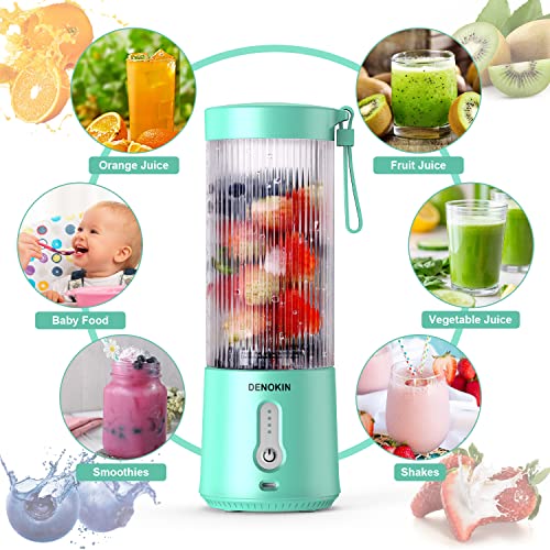 Portable Blender, Personal Size Blender for Smoothies and Shakes,USB Rechargeable Mini Blender Fresh Juicer Cup with Stronger Motor Household Fruit Mixer for Kitchen,Home,Travelā¦