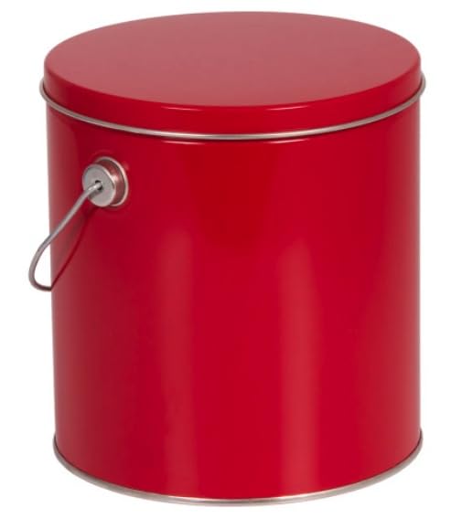 Popped! Republic 1 Gallon Empty Food Safe Metal Tin with Lid for Popcorn, Food, Kitchen Storage, Other Storage Needs (Red)