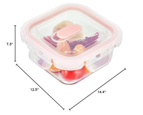 DASAAN 24-Piece Glass Food Storage Containers Set with Airtight lid, Glass Meal Prep Containers, Easy Stack Containers, Durable Glass Container-From Fridge directly to Oven and Dishwasher Safe (Pink)