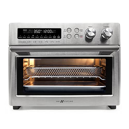 VAL CUCINE 10-in-1 Smart Air Fryer - Extra-Large Convection Countertop Toaster Oven - Brushed Stainless Steel Finish - 26.3 QT/25 L
