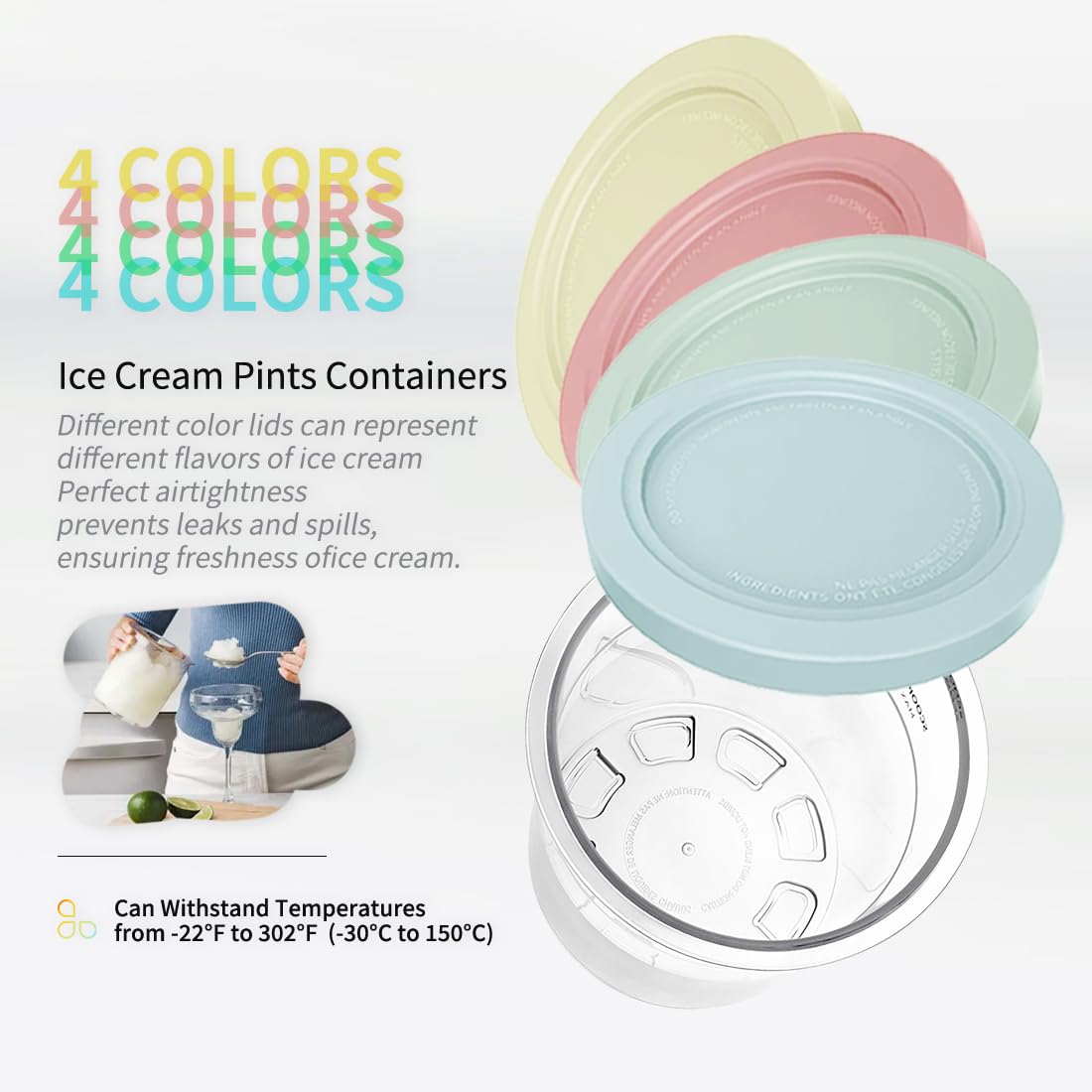 Dxiocli Containers Replacement for Ninja Creami Deluxe 11-in-1 XL Family Size NC500/NC501 Pints - 4 Pack, 24 oz - Dishwasher Safe, BPA-Free, Leak Proof