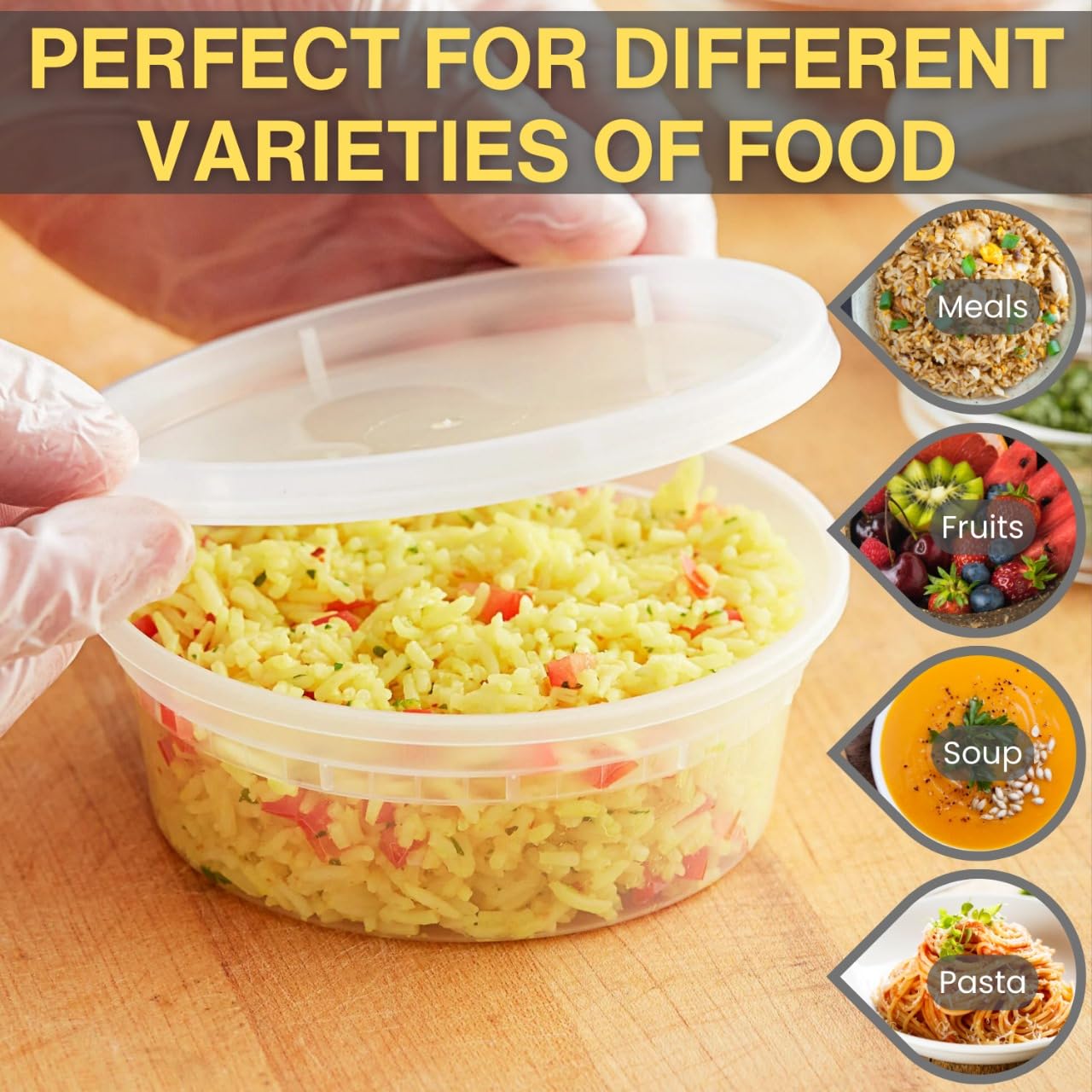 Smygoods 8oz Plastic Deli Containers with Lids - 40 Count, Stackable, BPA Free, Clear