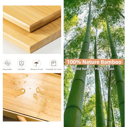 DORPU Extra Large Bread Box, Double Layer Bread Box for Homemade Bread, Bamboo Wooden Bread Storage Container with Tool Holder | Handles | Window, Assembly Required(14.9" x 11" x 15.3") Natural