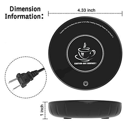Coffee Mug Warmer with Auto Shut Off for Home Office Desk Use,Touch Control Tech Safety and Smart Temperature Settings for Coffee, Milk, Tea, Water (Black)