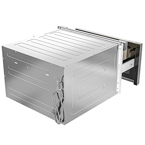 KoolMore KM-MD-1SS 24 Inch Stainless Steel Microwave Drawer with 1.2 cu. ft. Oven, 1000W Power with 10 Custom Cooking Levels, Memory, and Timer Functions, Wall-Mounted with Flat Bottom