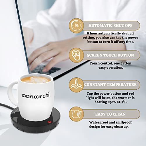Coffee Mug Warmer with Auto Shut Off for Home Office Desk Use,Touch Control Tech Safety and Smart Temperature Settings for Coffee, Milk, Tea, Water (Black)