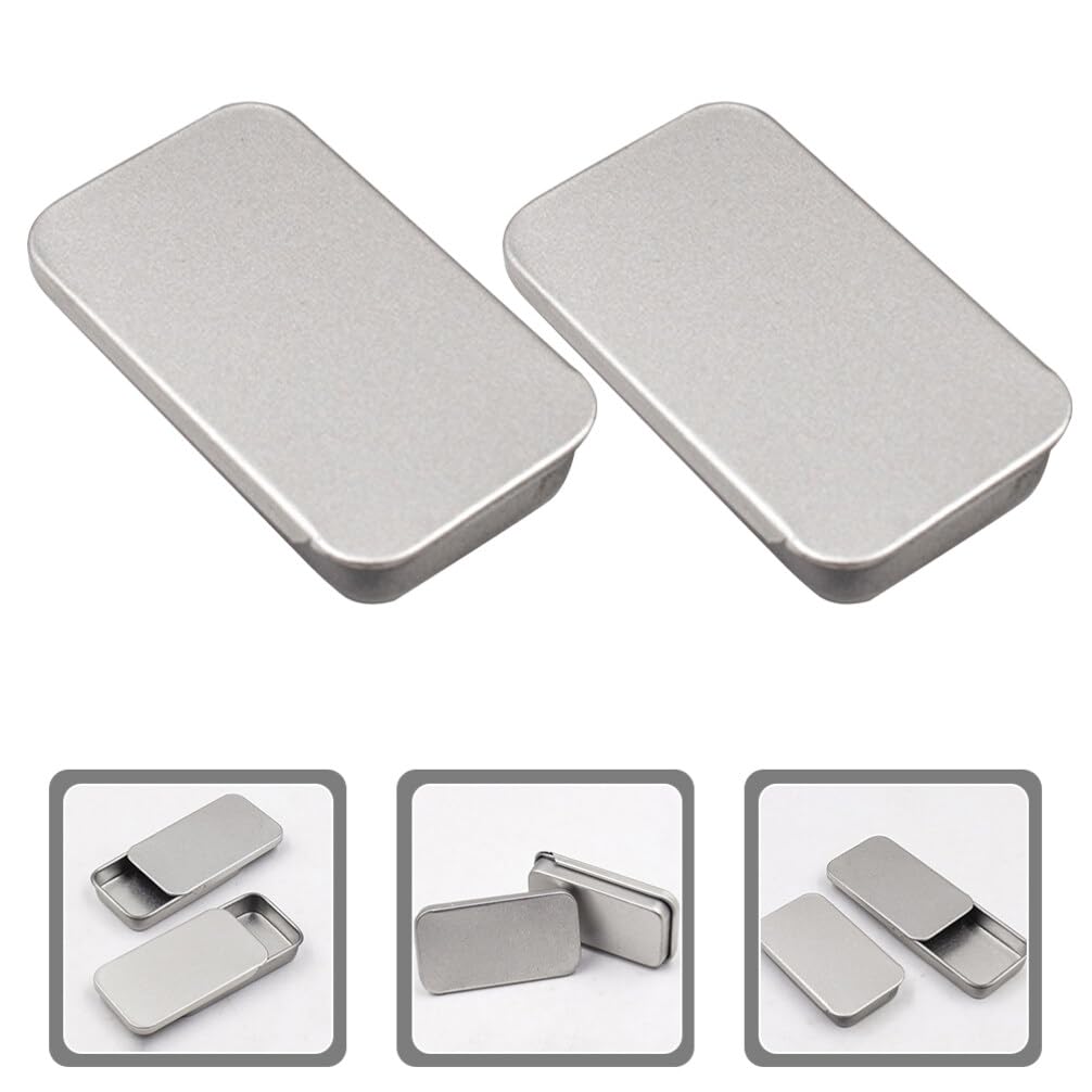 Hemoton 20pcs Rectangular Slide Top Tinplate Box Sliding Cover Push-Pull Tin Box Metal Tin Containers for Candies Jewelry Crafts Lip Balm Storage 60x34x10mm