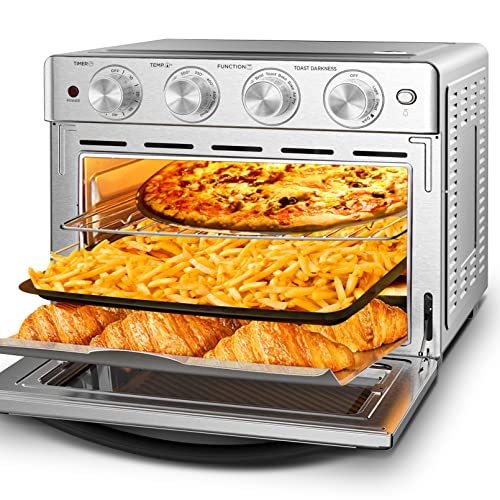 Geek Chef Air Fryer, 6 Slice 26QT/26L Air Fryer Fry Oil-Free, Extra Large Toaster Oven Combo, Air Fryer Oven, Roast, Bake, Broil, Reheat, Convection Countertop Oven, Accessories Included, Stainless Steel