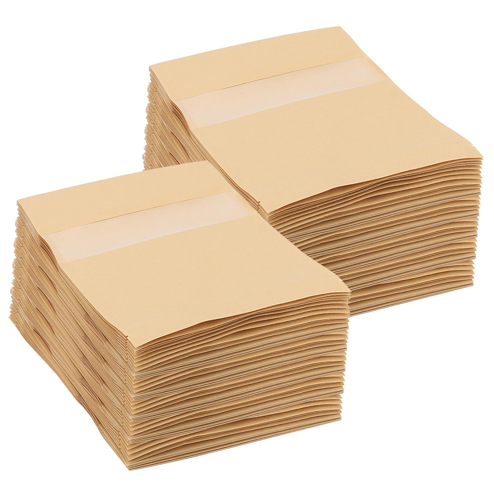 SHEUTSAN 200 Pack 6.6 x 9.4 Inch Kraft Stand Up Zip Lock Pouches, 17 x 24cm Brown Resealable Bags with Window, Reusable Kraft Zipper Paper Bags for Food Storage
