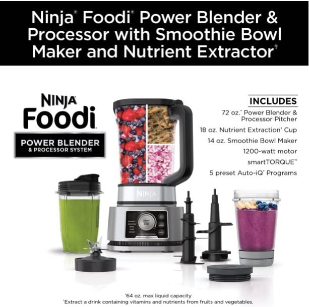 Ninja® Foodi® 72-oz Power Blender & Processor System with Smoothie Bowl Maker & Nutrient Extractor* 1200W