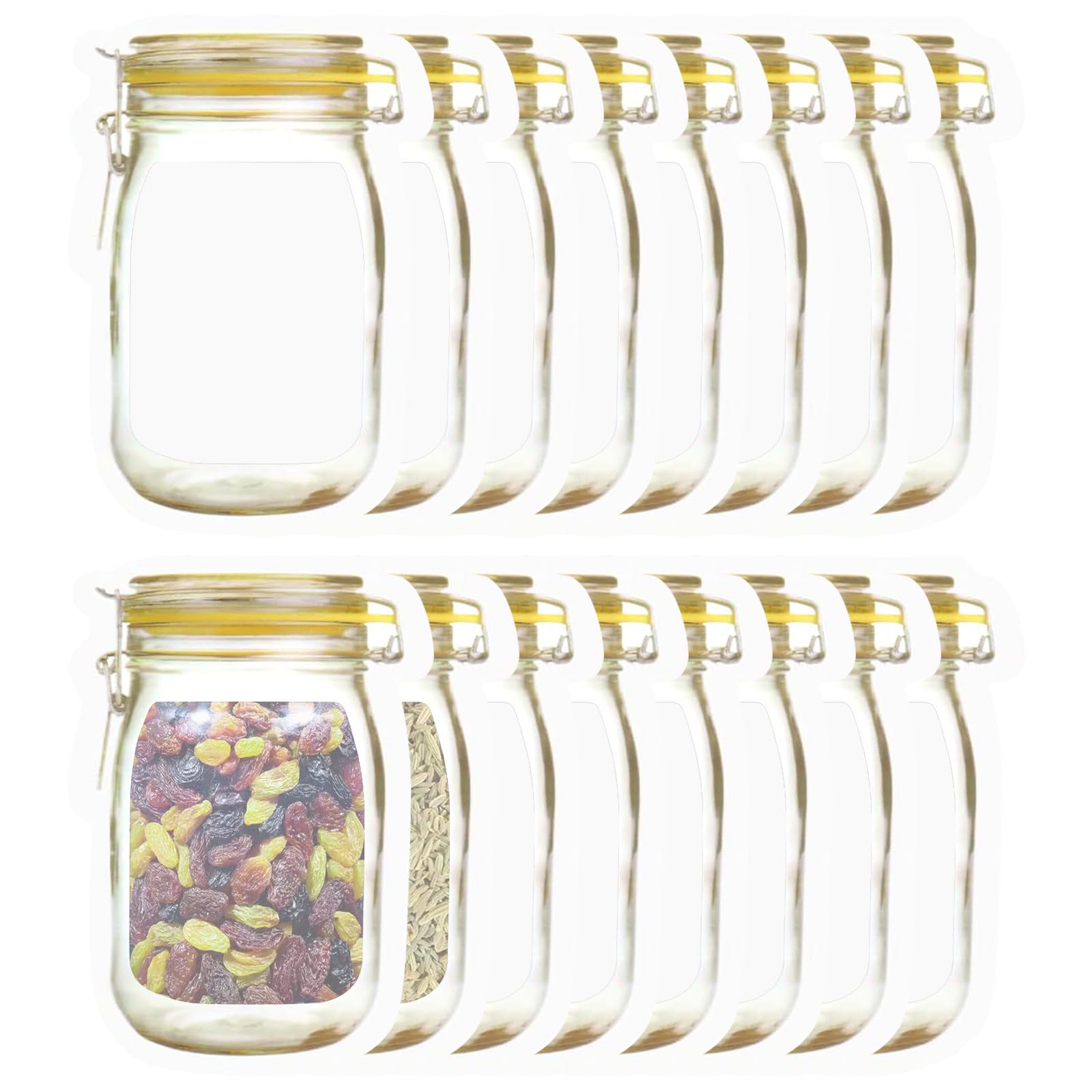 16Pcs Mason Jar Bags (5 oz) - Reusable Ziplock Seal, Leak-Proof Food Storage Bag for Kitchen, Travel, Camping & Picnics(Small)