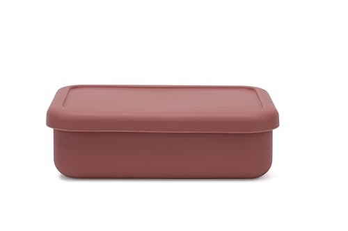Silicone Bento Lunch Box - Leakproof, Microwave Safe, and Eco-Friendly - Available in Moody Blue, Dark Pink, and Purplish Red. (Purplish Red)
