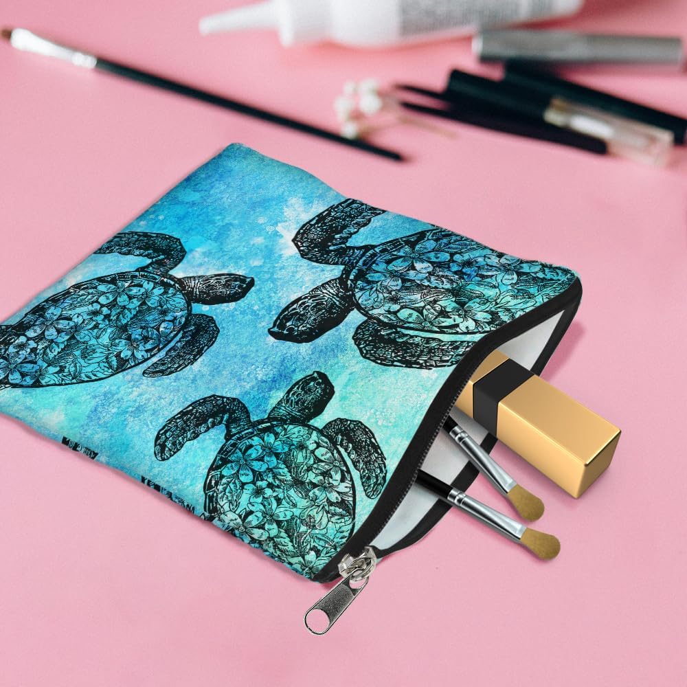 WIRESTER Reusable Sandwich Snack Bag 7 x 7 Inch, Food-Safe Storage Pouch Zipper Bag, Compact Snack Bag for Picnic Work Travel Office - Ocean Sea Turtles