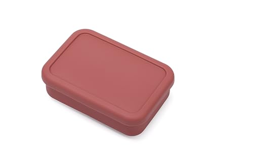 Silicone Bento Lunch Box - Leakproof, Microwave Safe, and Eco-Friendly - Available in Moody Blue, Dark Pink, and Purplish Red. (Purplish Red)
