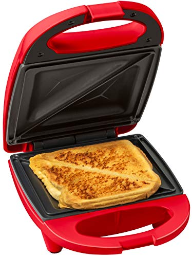 Nostalgia mini sandwich maker toaster compact for portion control seals and toasts sandwich panini maker (RED)