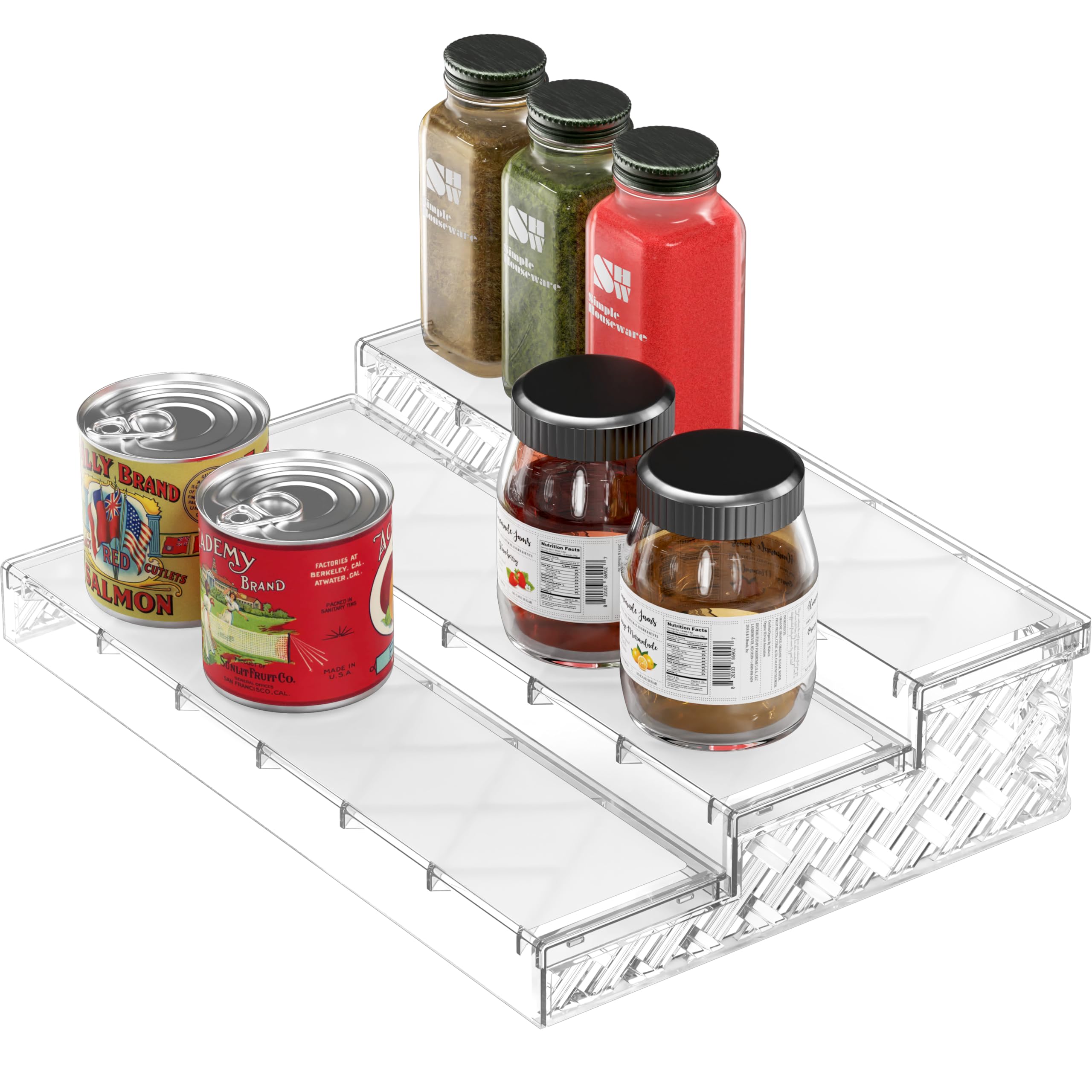 Simple Houseware 3 Tier Spice Shelf For Countertop Cabinet Storage Organizer, Clear