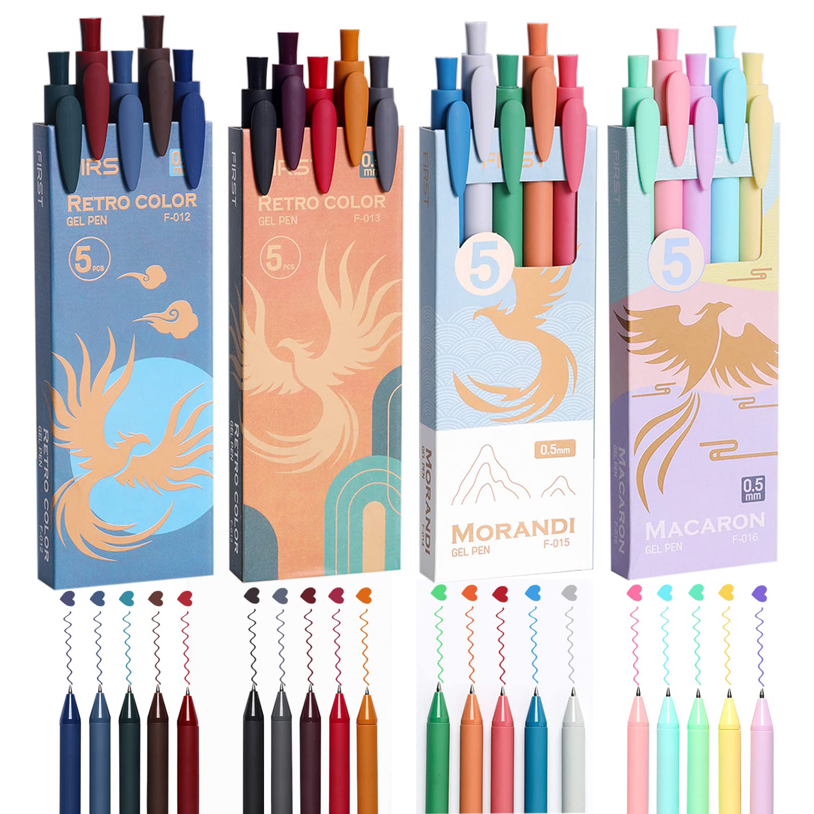 10 Assorted Color Retractable Gel Ink Pens, 0.5mm Fine Point Quick Dry , Unique Vintage Color Pen For Journaling, Drawing, Doodling, and Notetaking (Vintage)