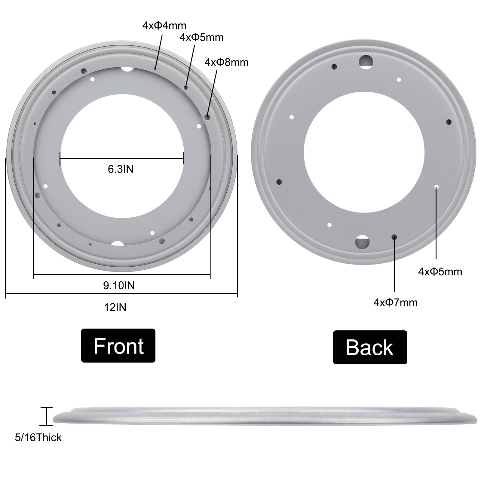 Lswteiz 12Inch Lazy Susan Hardware 5/16" Thick Round Lazy Susan Turntable Bearing Plate, Rotating Swivel Base Plate with 1000lbs Load Capacity, Lazy Susan Turntable Base for Serving Tray, Kitchen