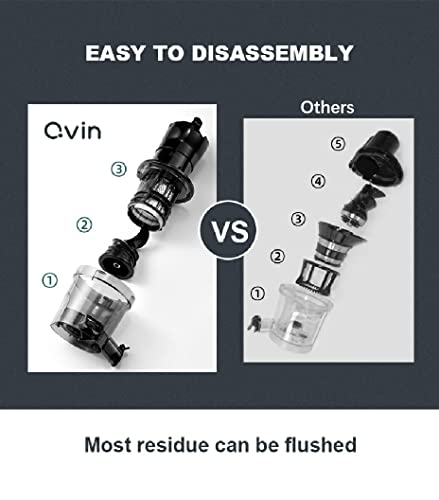 Cold Press Juicer, Qvin Slow Masticating Juicer Machines with Big Wide Chute, Nutrient Electric juicer machines Vegetable And Fruit, slow Juicer Machine BPA-Free, Easy to Clean,extractor de jugos y vegetales