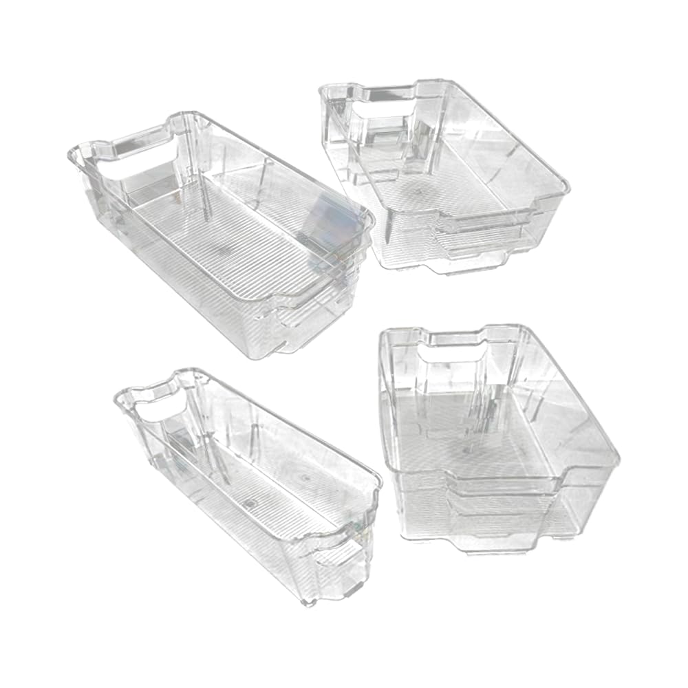 Ceybo Original Set of 4 Durable Refrigerator Food Storage Organizer Bins Variety Pack for Fridge, Freezer, Kitchen Cabinet and Pantry, Dishwasher Safe