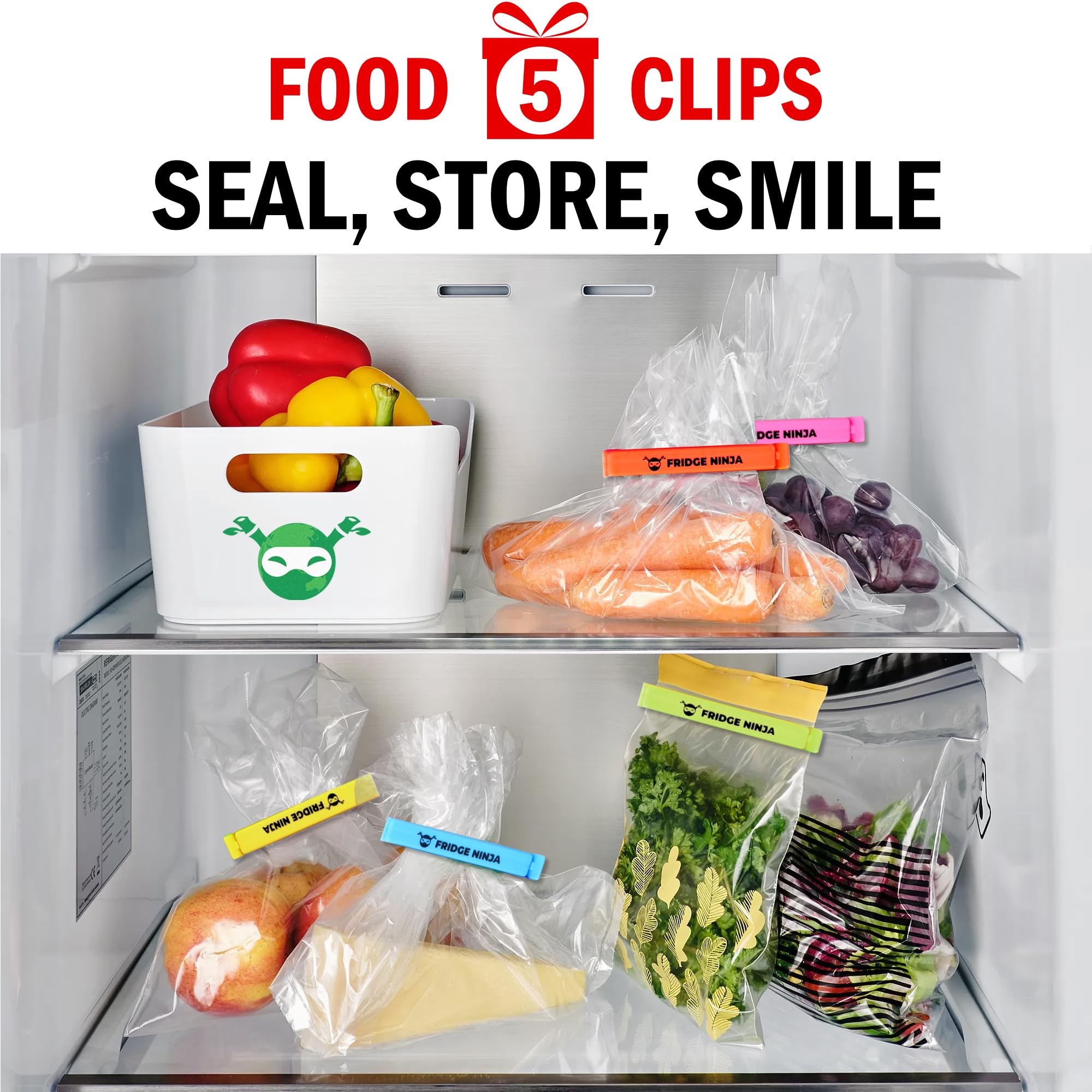 4 Magnetic Spice Racks for Refrigerator - Extra Strong Magnetic Hold and Enhanced Storage Capacity with 2 Medium & 2 Large Shelves - Space Saving Magnetic Shelf for Fridge, Include 5 Bag Clip & 8 Hook
