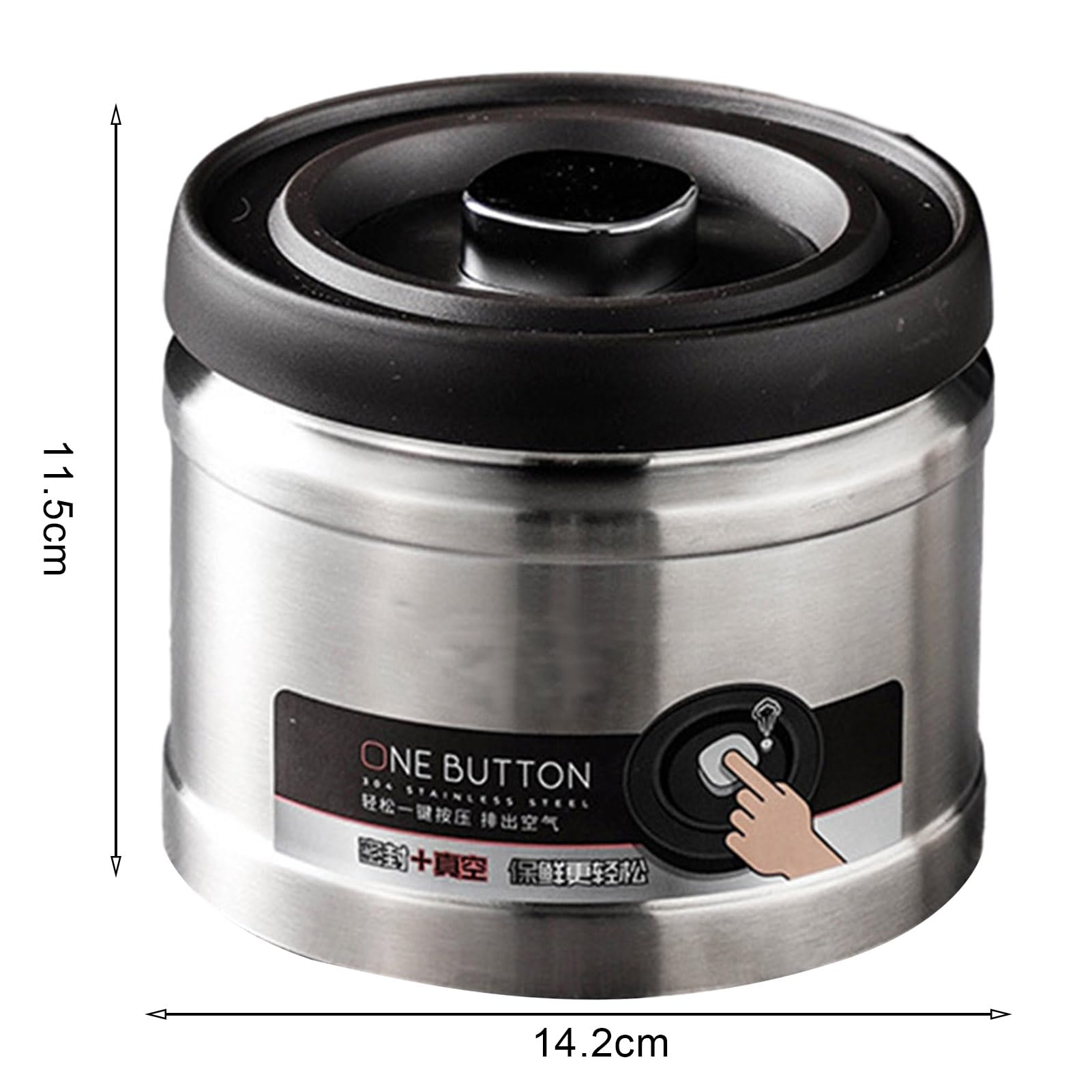 NEREIDS NET Tea Canister with Vacuum Seal Elderly-Friendly Container Stainless Steel Storage Tank for Leaves Coffee Beans Moisture Proof Dust-Proof 750/1100ml Black M