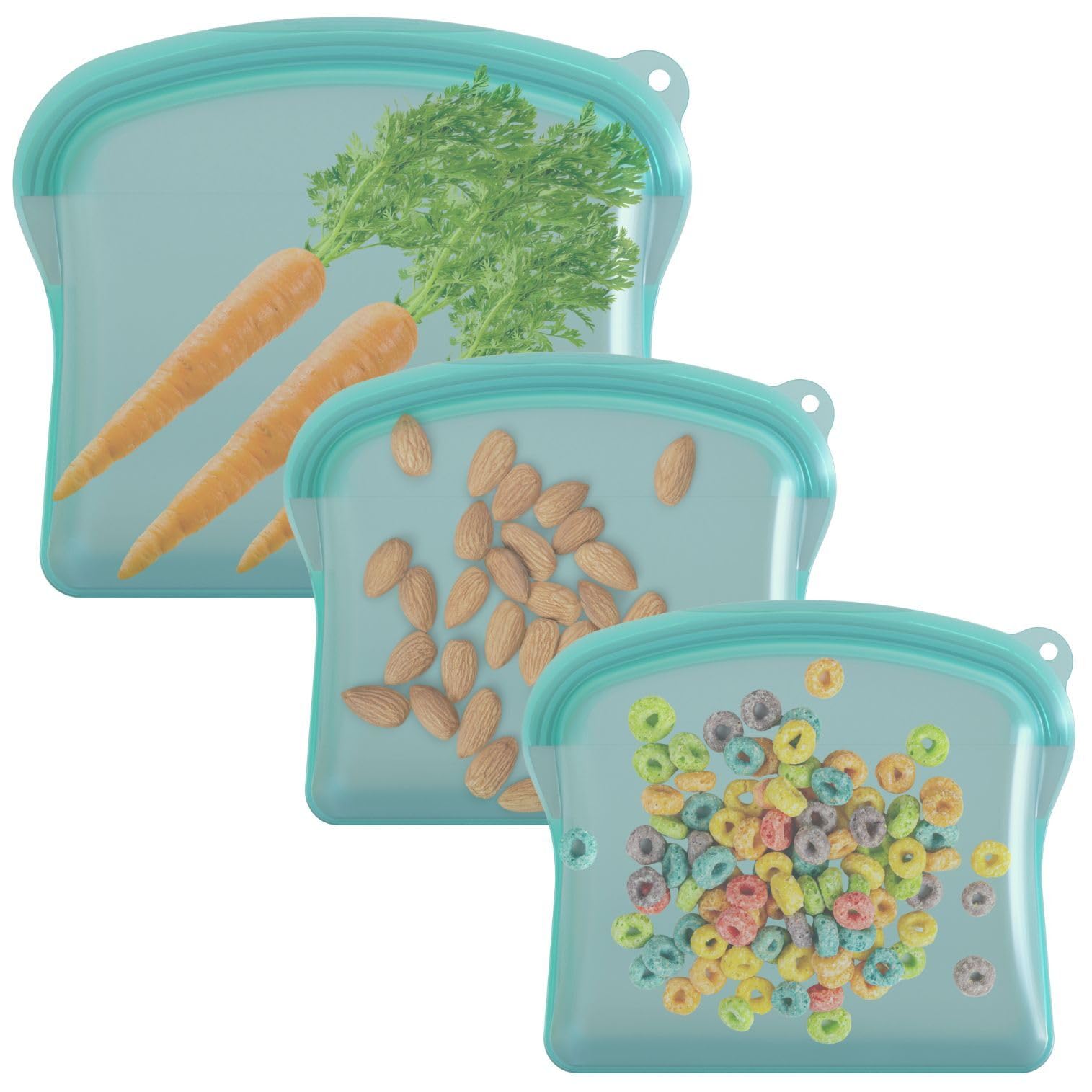 The Clean People Reusable Silicone Storage Bag, Food Storage Container, Microwave and Dishwasher Safe, Leak-free, Medium & Large, Green 3 Pack Set