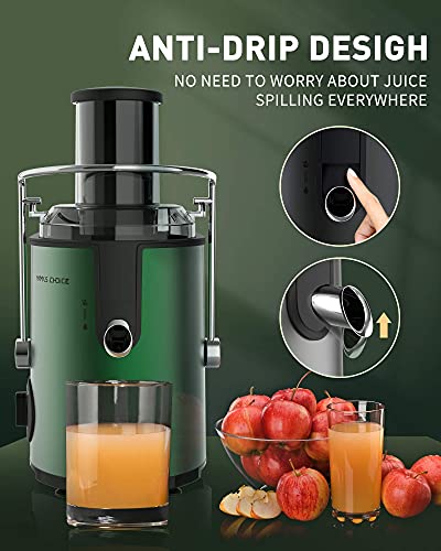 MAMA'S CHOICE Juicer Machine, 800W Juice Extractor with 3'' Big Mouth, 3 Speed Centrifugal Juicer for Whole Fruit Vegetable, Easy to Clean, Non-Slip Feet, BPA-Free