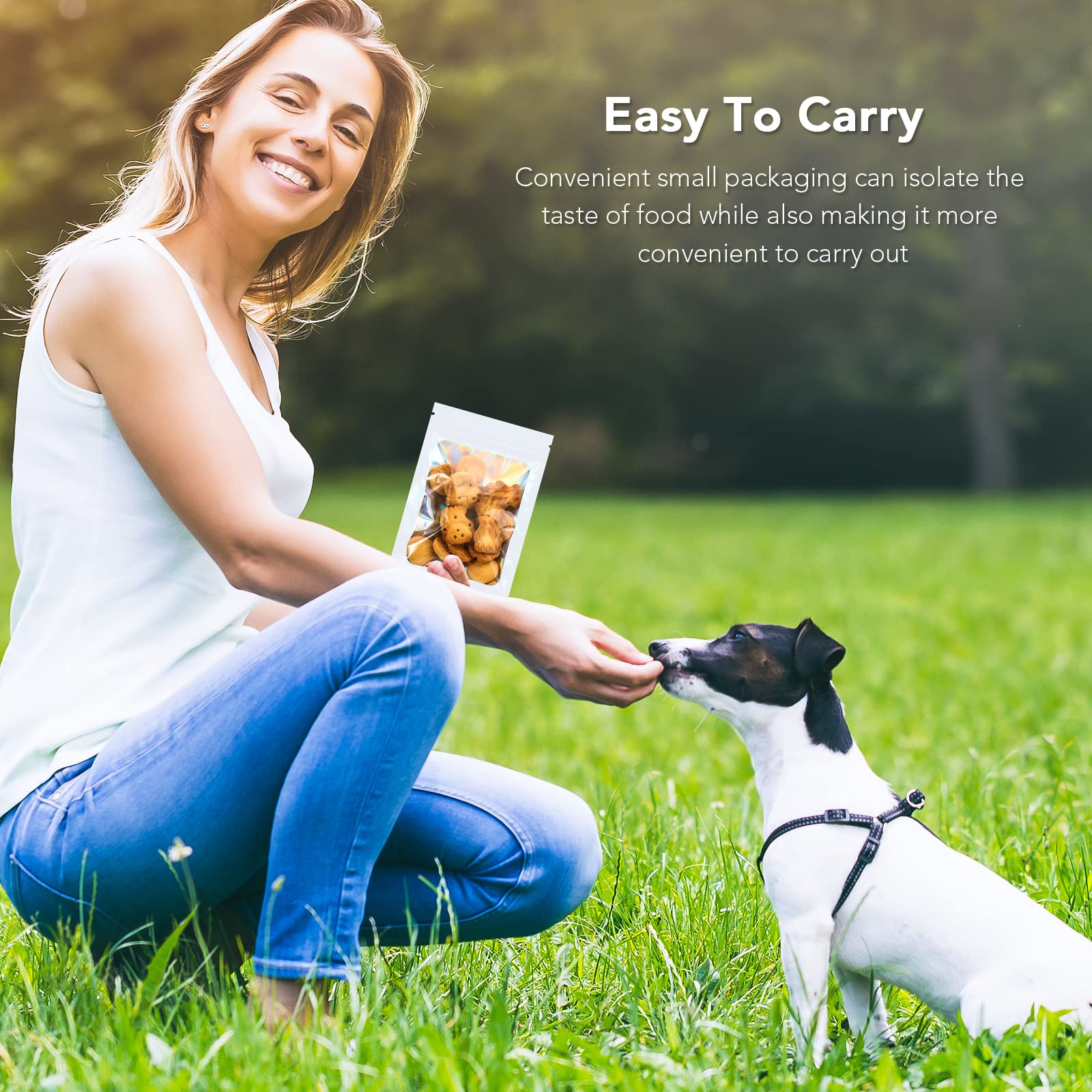 Jazpyne smell proof bags 300 Pack holographic bags Resealable mylar bags (3 Sizes: 5x8 + 4x6 + 3x5 Inch: Each 100 pcs) White