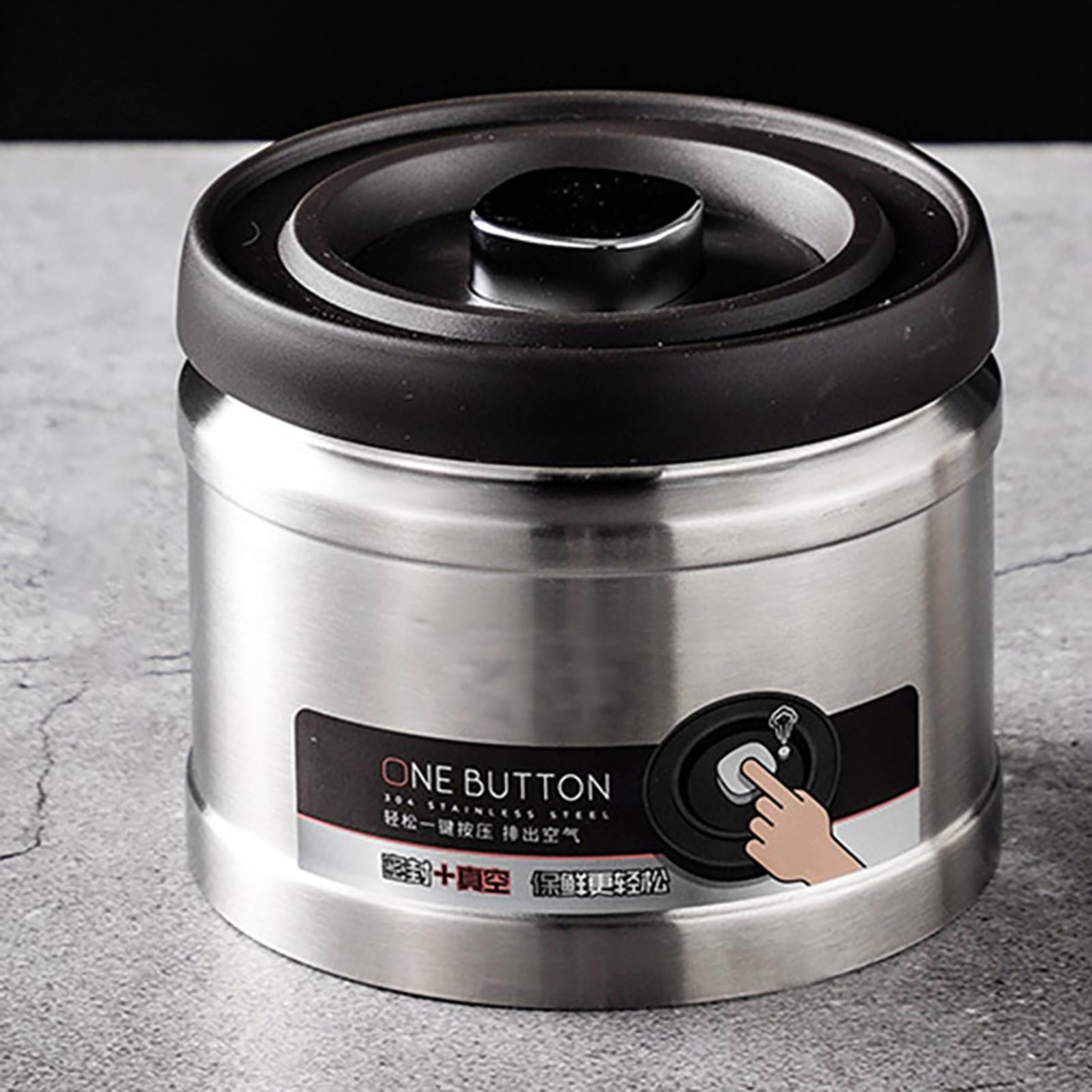 NEREIDS NET Tea Canister with Vacuum Seal Elderly-Friendly Container Stainless Steel Storage Tank for Leaves Coffee Beans Moisture Proof Dust-Proof 750/1100ml Black M