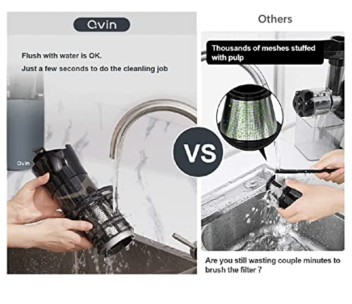 Cold Press Juicer, Qvin Slow Masticating Juicer Machines with Big Wide Chute, Nutrient Electric juicer machines Vegetable And Fruit, slow Juicer Machine BPA-Free, Easy to Clean,extractor de jugos y vegetales
