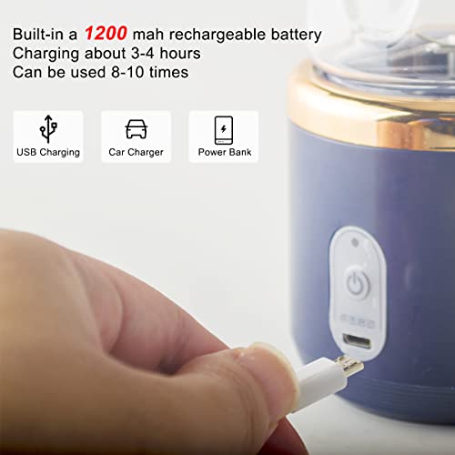 Portable Blender,USB Rechargeable Mini Personal Blender for Shakes and Smoothies,Electric Fruit Veggie Juicer with 2pcs Travel Juicer Cup,Blue