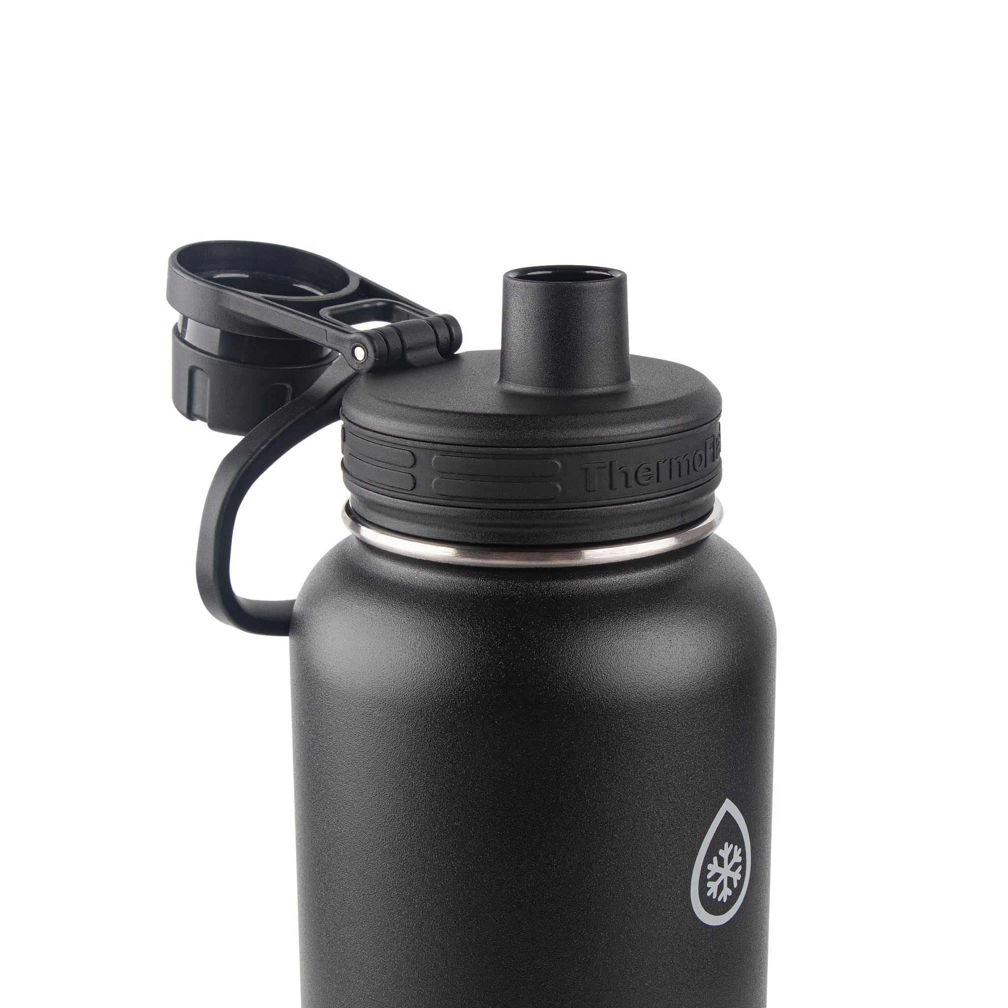 Thermoflask 40 oz Stainless Steel Insulated Water Bottles with Straw and Spout Lids, 2-pack, Black/Rose Purple