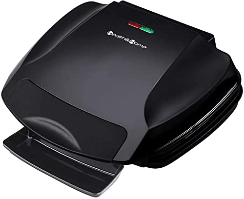 Health and Home 2-Serving Classic Plate Grill Maker and Panini Press, Black, KS-306