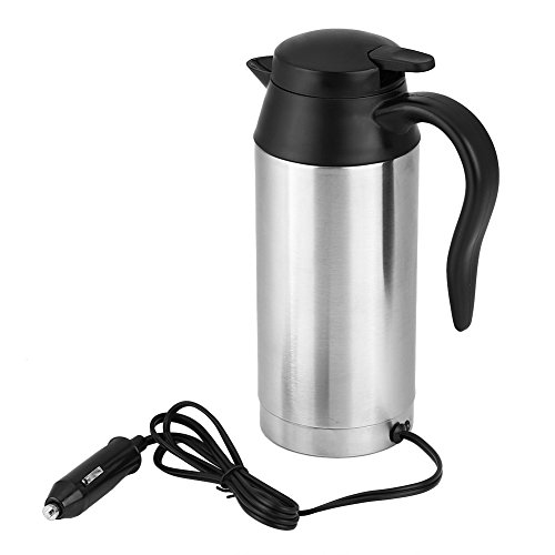 Acouto 750ml 12V Car Electric Kettle Stainless Steel Car Kettle Boiler Cigarette Lighter Heating Kettle Mug Electric Travel Thermoses DC Powered Car Teapot Portable Water Heater for Tea Coffee