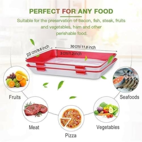 Food Preservation Tray - With Stretch Cover, Food Plastic Preservation Tray, Stacking Food Storage Trays, Stackable Food Tray Reusable Creative Fresh Tray Storage for Food Preservation (6Pcs)