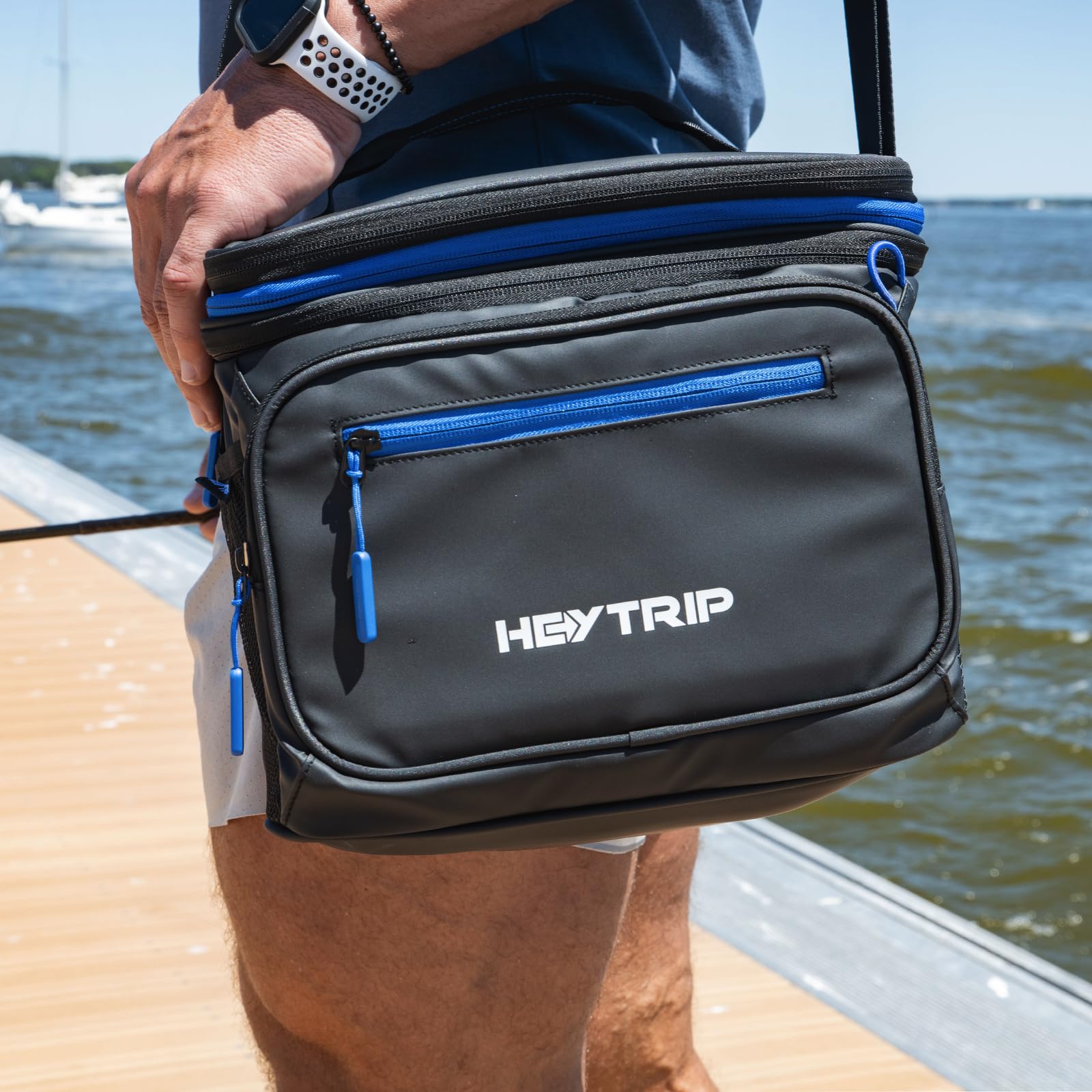 HEYTRIP Expandable Insulated Lunch Box 24 Can Double Deck Cooler Bags Leakproof Lunch Bag for Man Large Lunch Cooler for Camping Travel Picnic(Black)