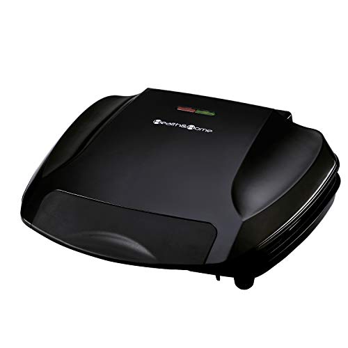 Health and Home 2-Serving Classic Plate Grill Maker and Panini Press, Black, KS-306