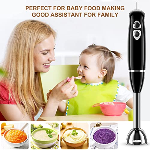 Multi-Use Immersion Blender, Hand Blender with Powerful Copper Motor 800W, High Speed, Turbo Mode, 3 in 1 Handheld Blender Stick Stainless Steel Blades, Whisk, Beaker with Measuring Marks, and Chopper