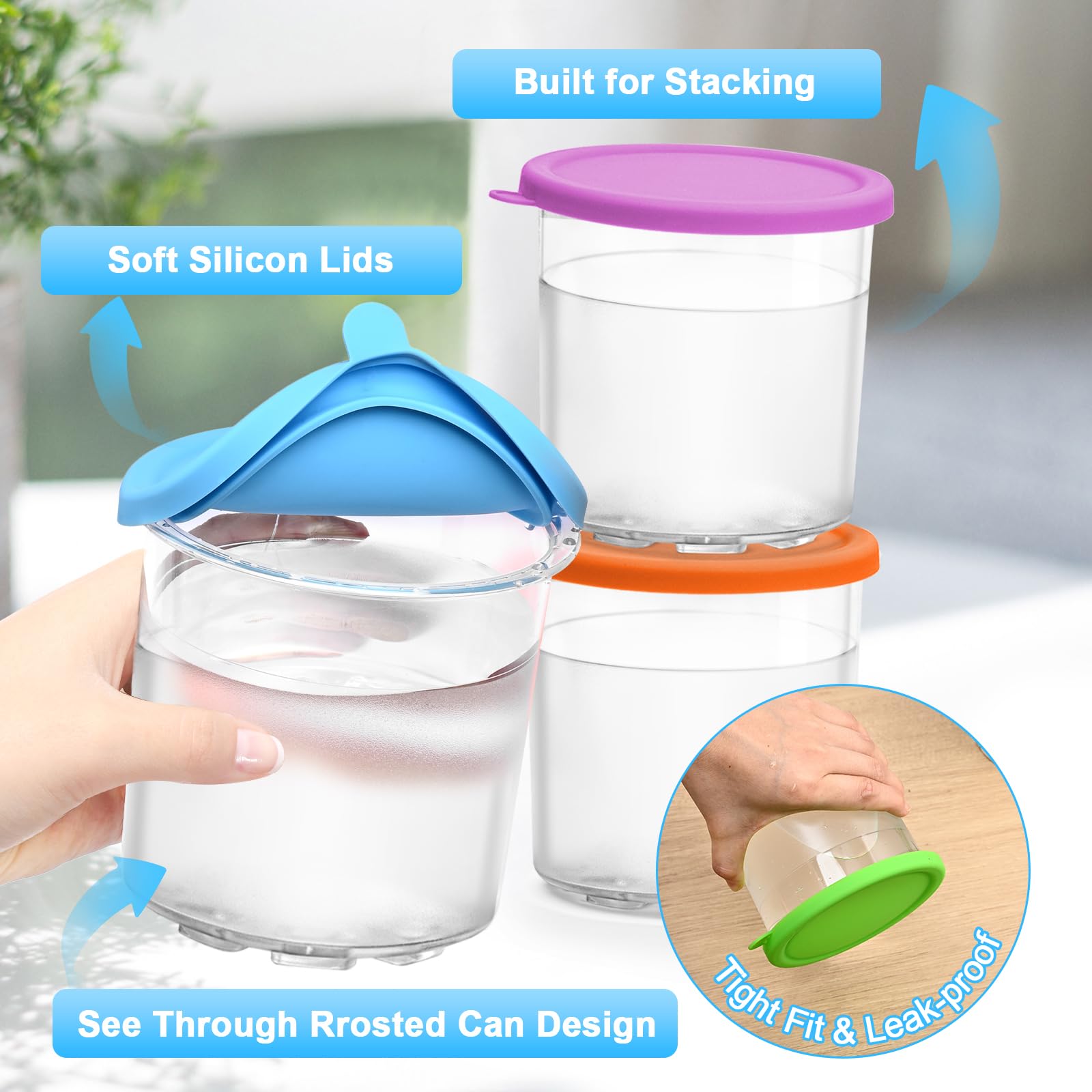 MIMLEN 2 Pack Container for 16oz. Ninja Creami Pints and Lids, Compatible with Ninja Creami NC301 NC300 NC299AMZ Series