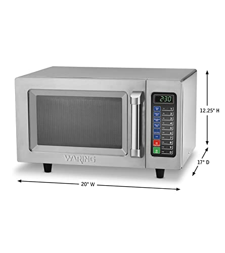 Waring Commercial WMO90 Medium Duty Microwave Oven, 0.9 Cubic Feet, 10 Programmable Memory Settings, 5 Power Levels, Stainless Steel Construction, 120V, 1000W, 5-15 Phase Plug