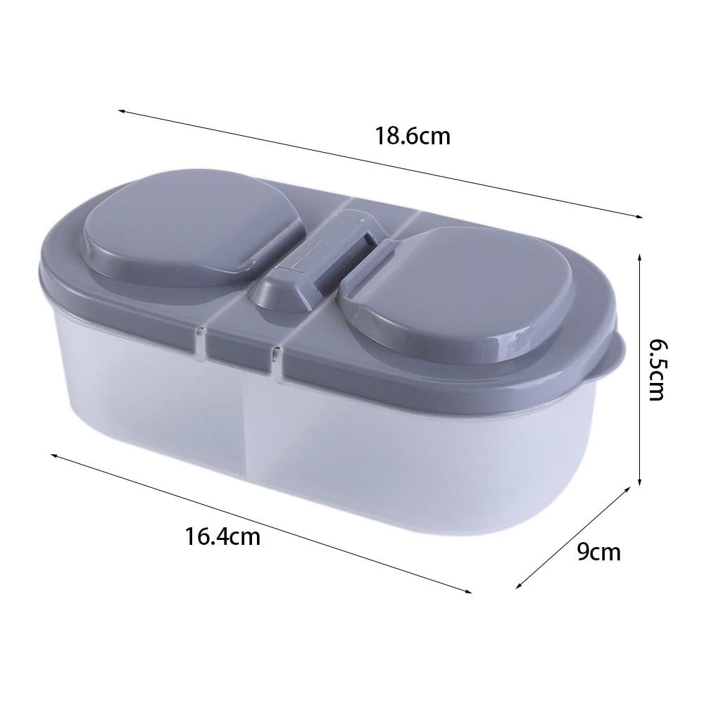 Kopida 2 Pcs Food Storage Containers with Lids, Plastic Double Compartment Fridge Storage Organizer Boxes, Food Container for Pantry Organization and Storage