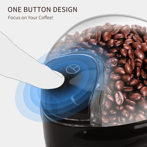 Coffee Grinder Electric, 60g/2oz Large Capacity, Aigostar Coffee Bean Grinder Spice Grinder with One Touch Operation, Cleaning Brush Included, Black