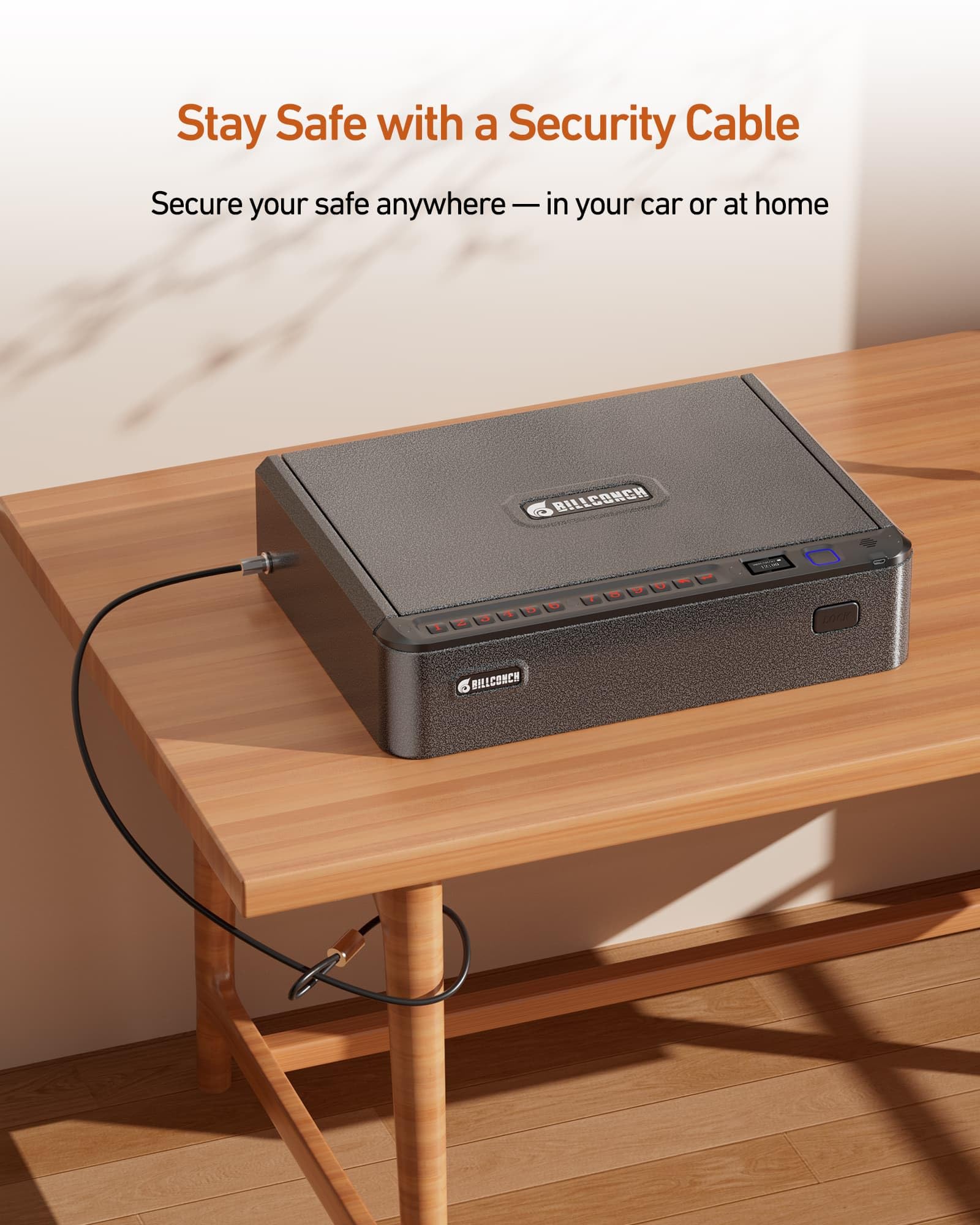 BILLCONCH Smart Gun Safe - Biometric Gun Safe for Pistols with Fingerprint/Full-digital Keypad/Key/Smartphone Lock, Quick-Access Pistol Safe for Beside Nightstand Handgun Safe with LCD/Voice Guide