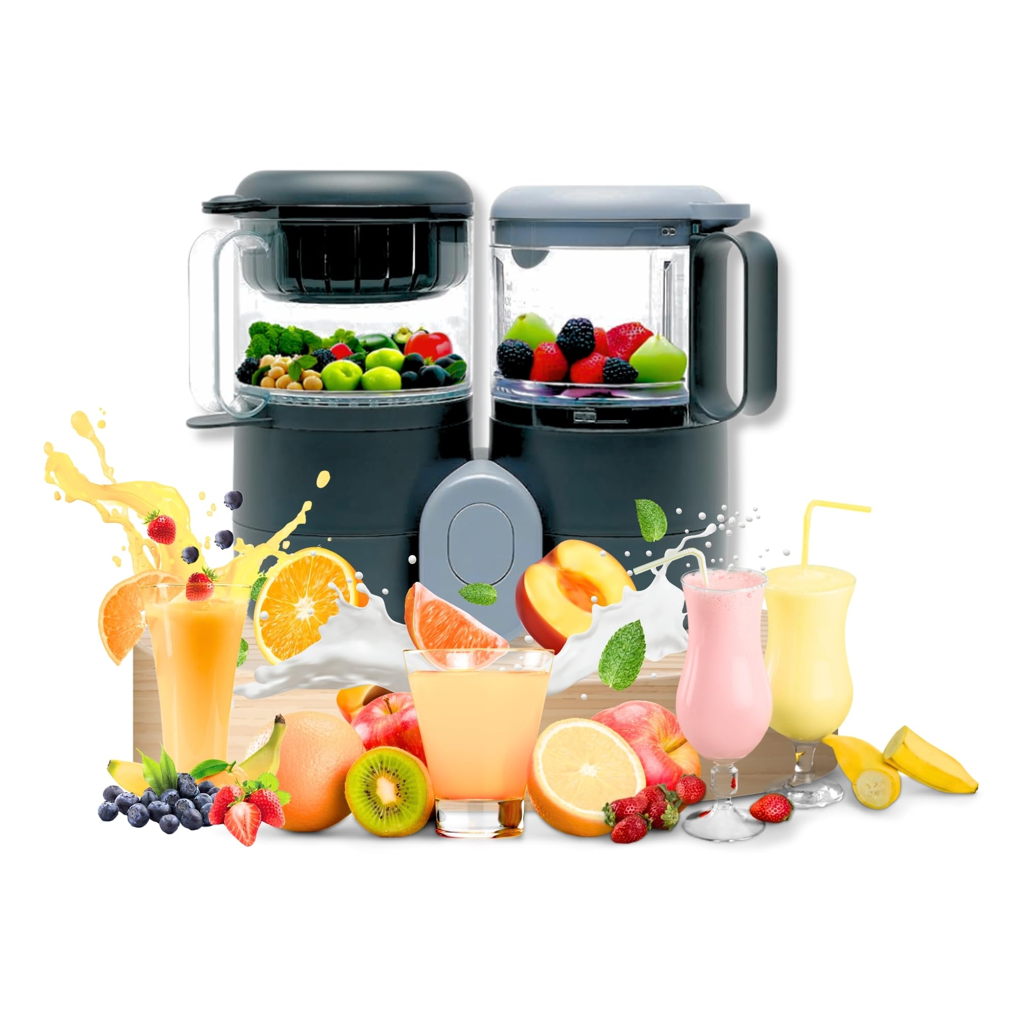 Baby Food Maker Steamer and Blender - Multifunction Baby Food Processor and Steamer w/Baby Blender, Defrosting & Reheating - Time Saving Baby Food Grinder - Baby Food Blender and Steamer (2 Liters)