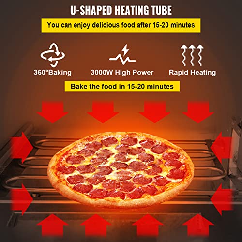 VEVOR Commercial Pizza Oven Countertop, 14" Double Deck Layer, 110V 1950W Stainless Steel Electric Pizza Oven with Stone and Shelf, Multipurpose Indoor Pizza Maker for Restaurant Home Pretzels Baked
