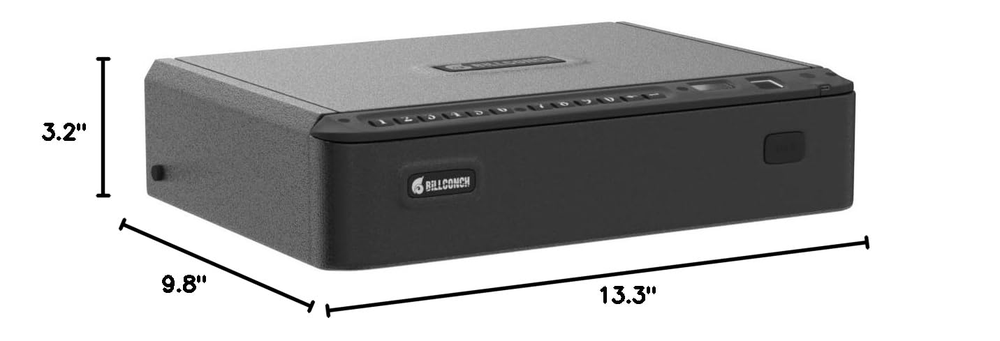 BILLCONCH Smart Gun Safe - Biometric Gun Safe for Pistols with Fingerprint/Full-digital Keypad/Key/Smartphone Lock, Quick-Access Pistol Safe for Beside Nightstand Handgun Safe with LCD/Voice Guide